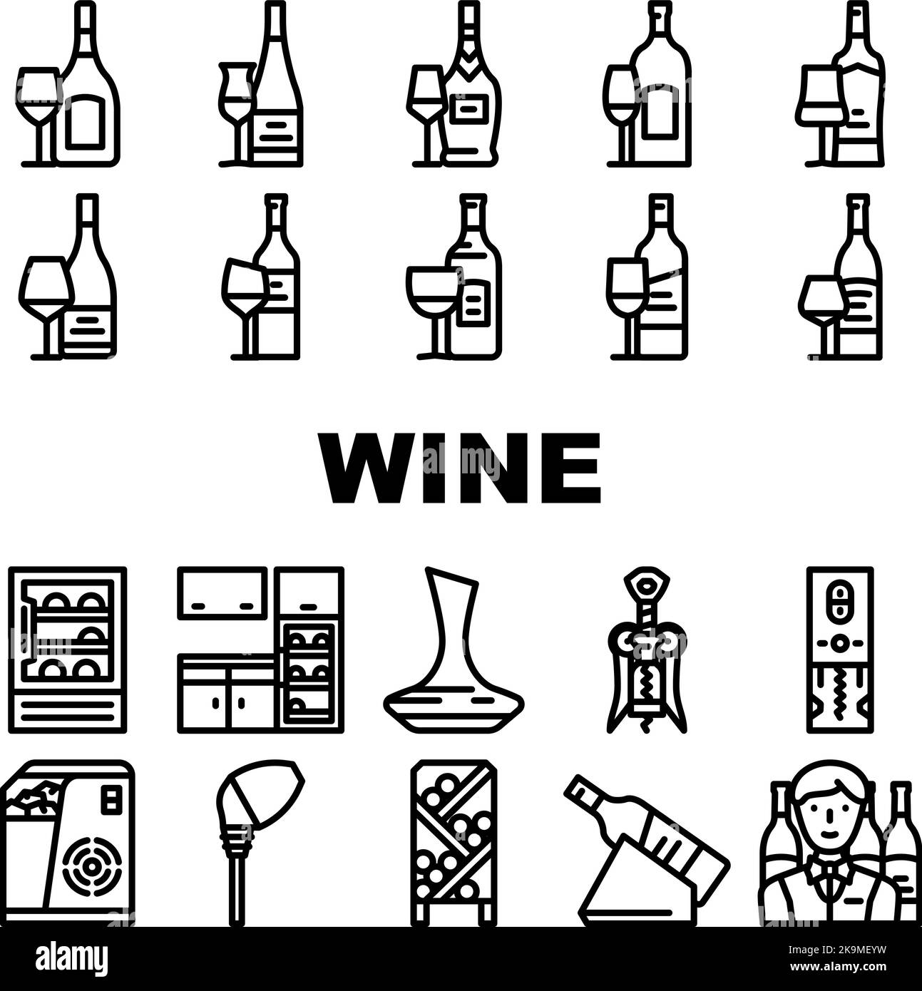 wine glass alcohol winery icons set vector Stock Vector Image & Art - Alamy