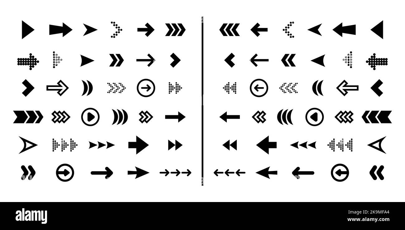 Set of minimal and unique arrow set isolated on white background ...