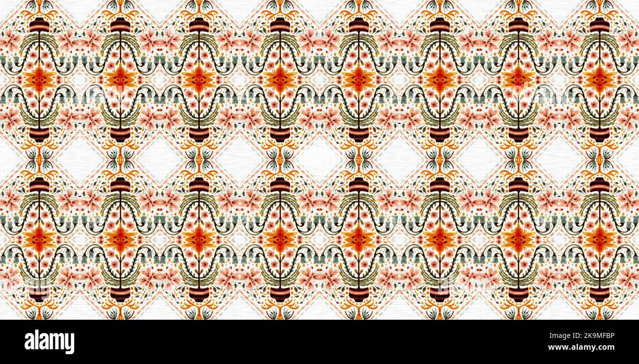 Boho botanical cottage core seamless border. Trendy decorative folklore ...