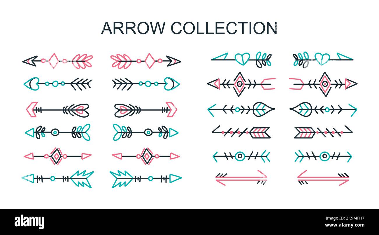 Set of minimal and unique arrow set isolated on white background ...