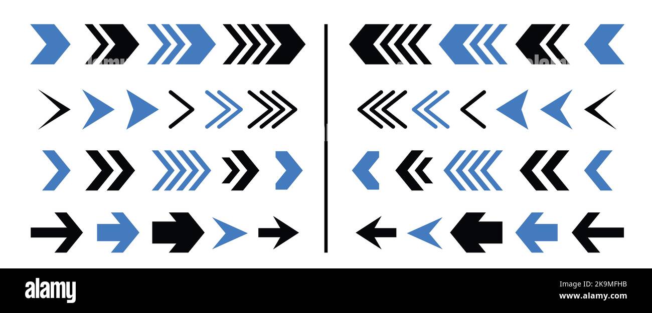 Set of minimal and unique arrow set isolated on white background ...