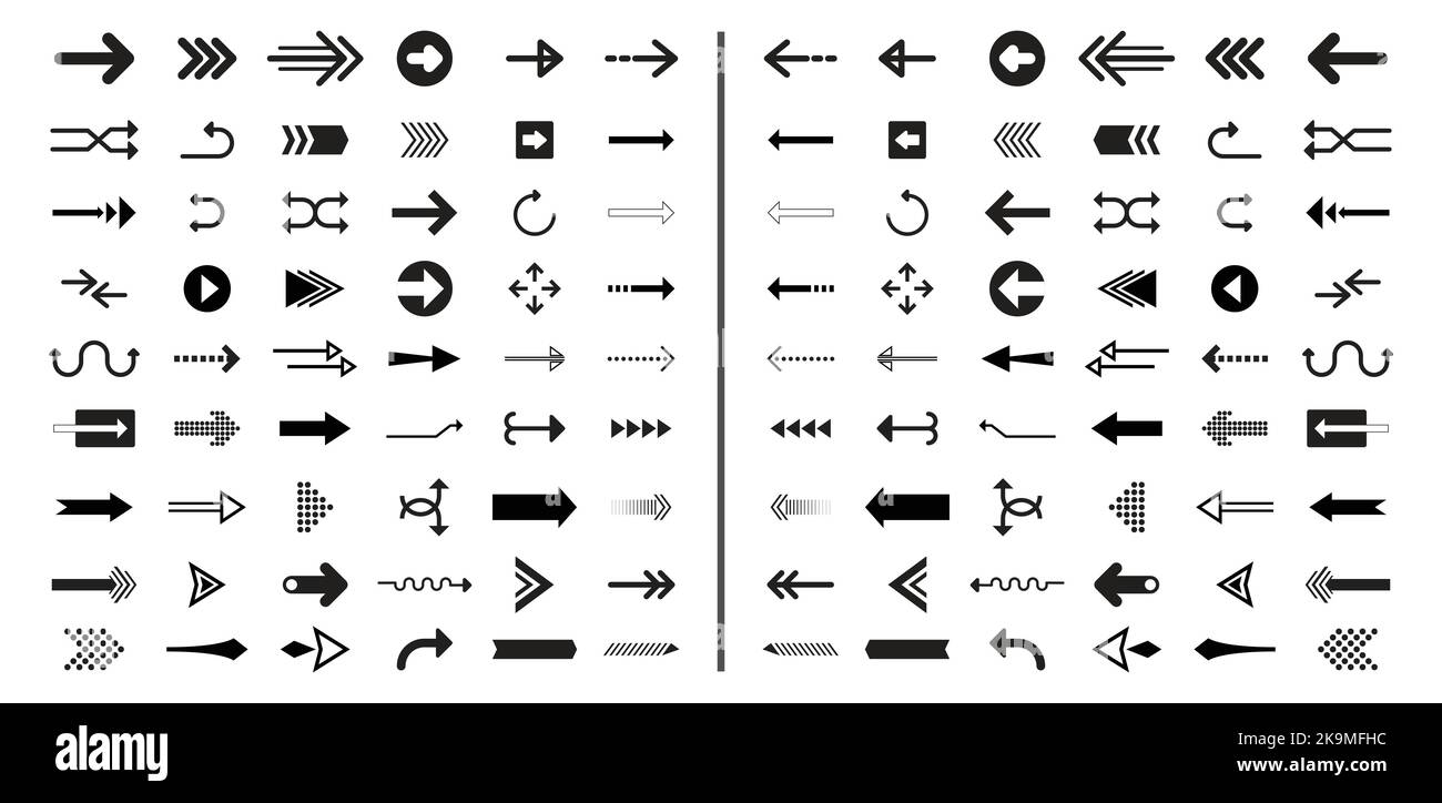 Set of minimal and unique arrow set isolated on white background ...