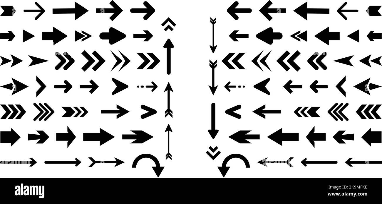 Set of minimal and unique arrow set isolated on white background ...