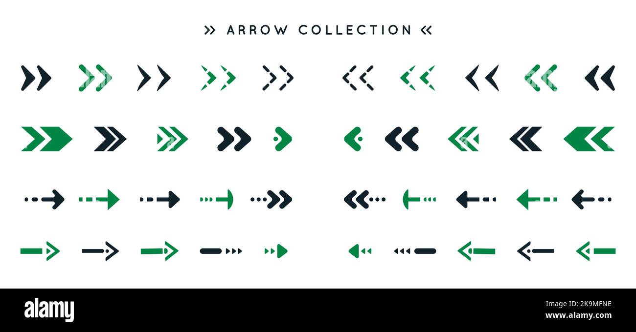 Set of minimal and unique arrow set isolated on white background ...