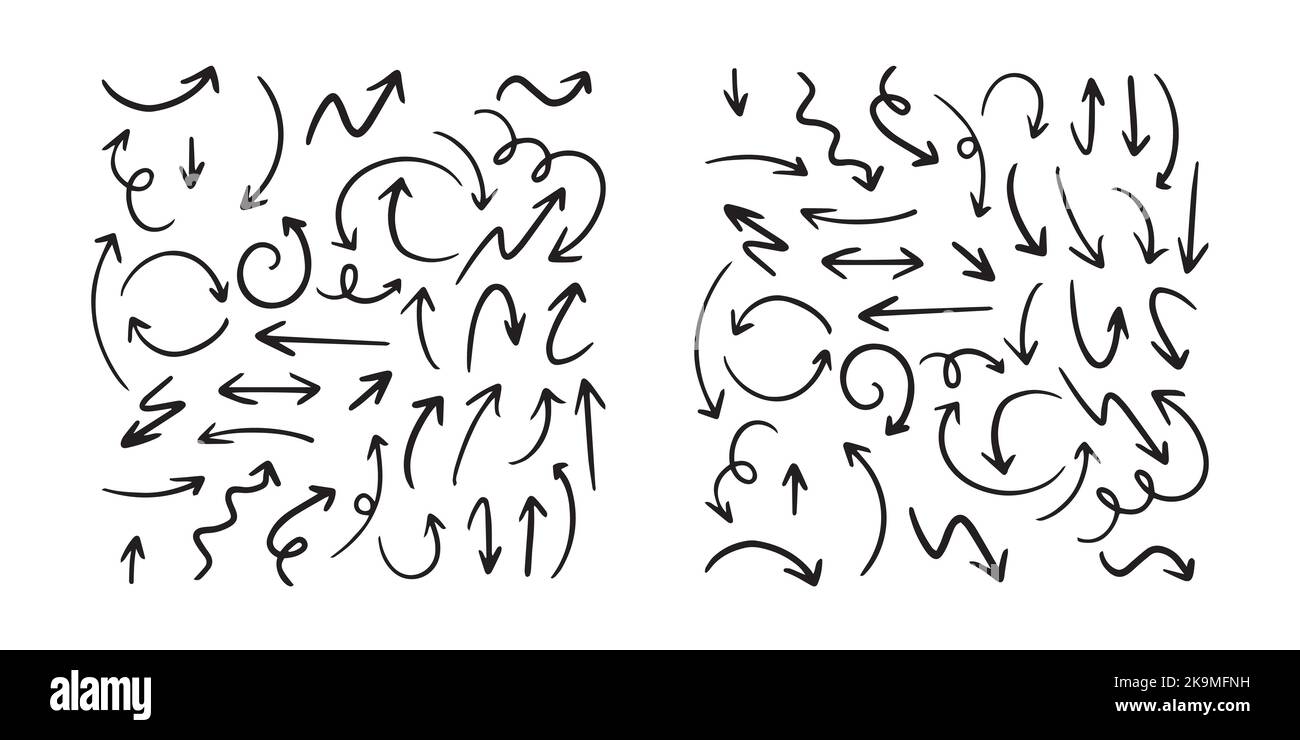 Set of minimal and unique arrow set isolated on white background ...