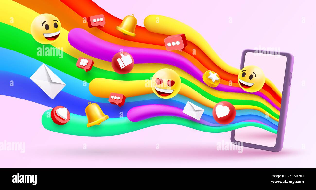 Rainbow wave in the sky social icons phone, smart art banner. Vector ...