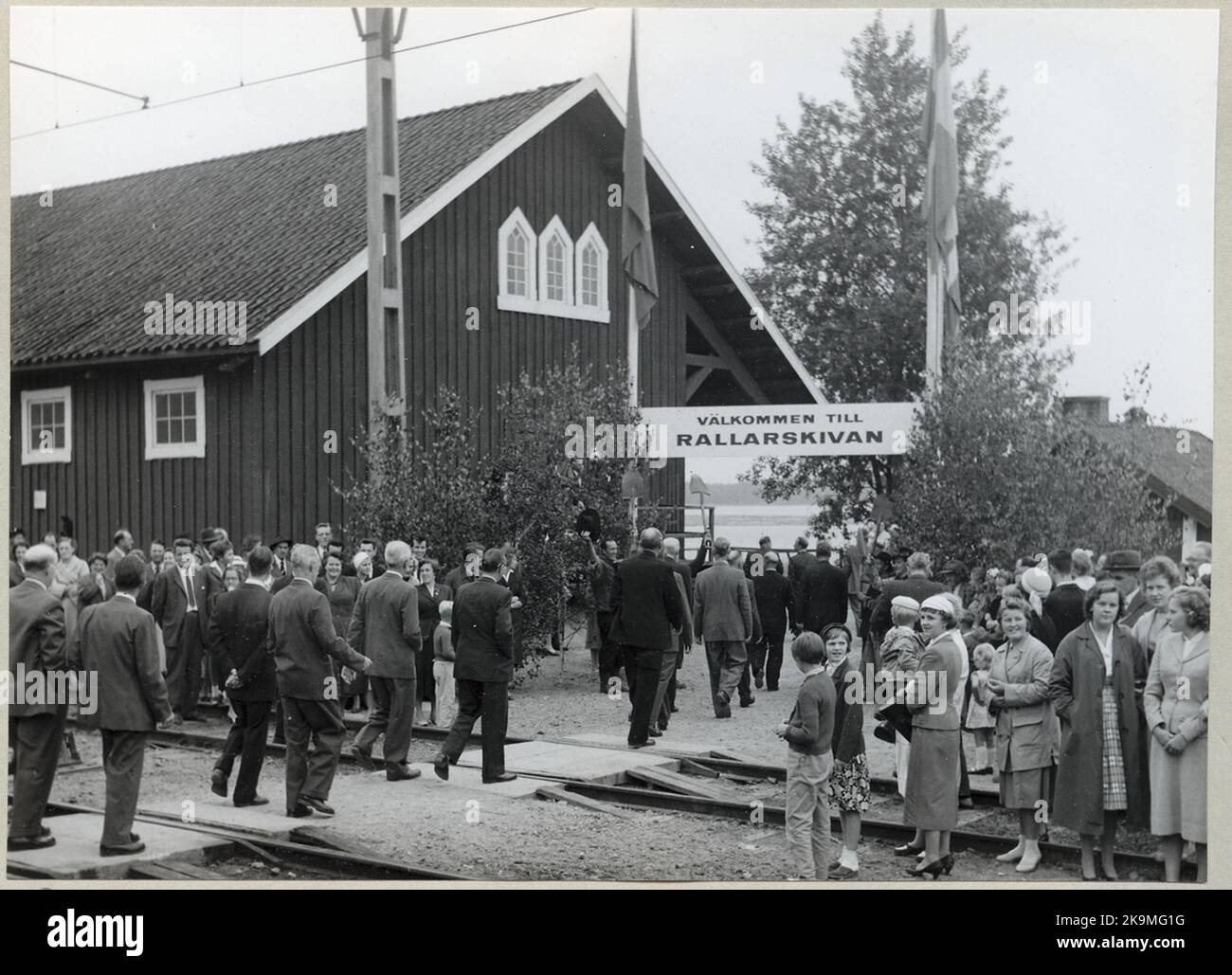 Double track inauguration, rally train "Rallar disc Stock Photo - Alamy