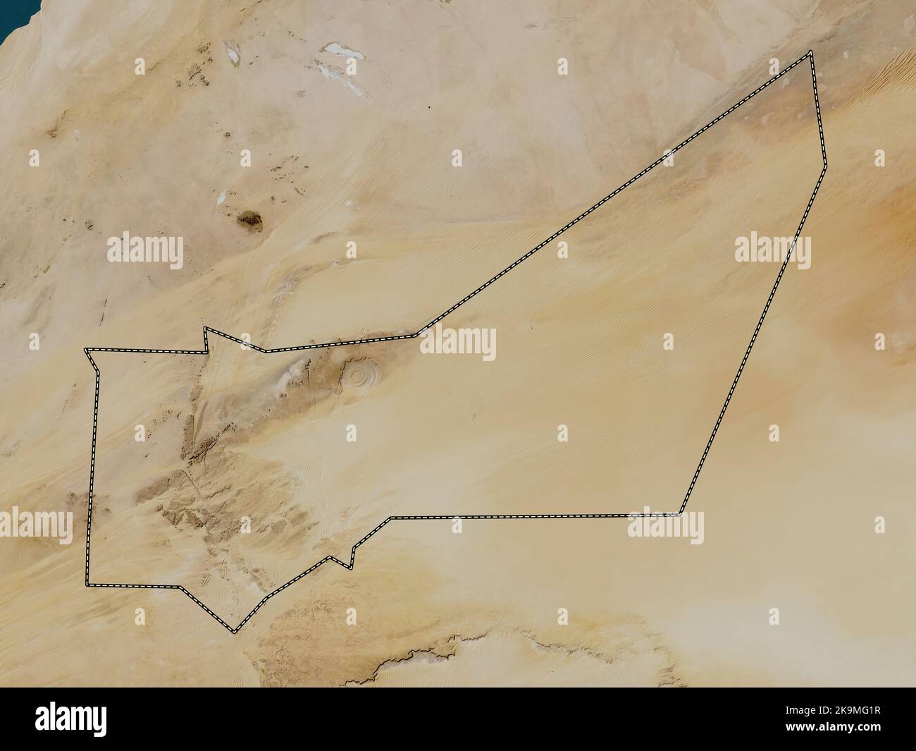Adrar, region of Mauritania. Low resolution satellite map Stock Photo ...
