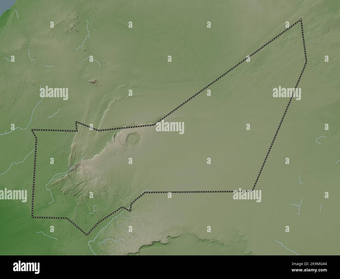 Adrar, region of Mauritania. Elevation map colored in wiki style with ...