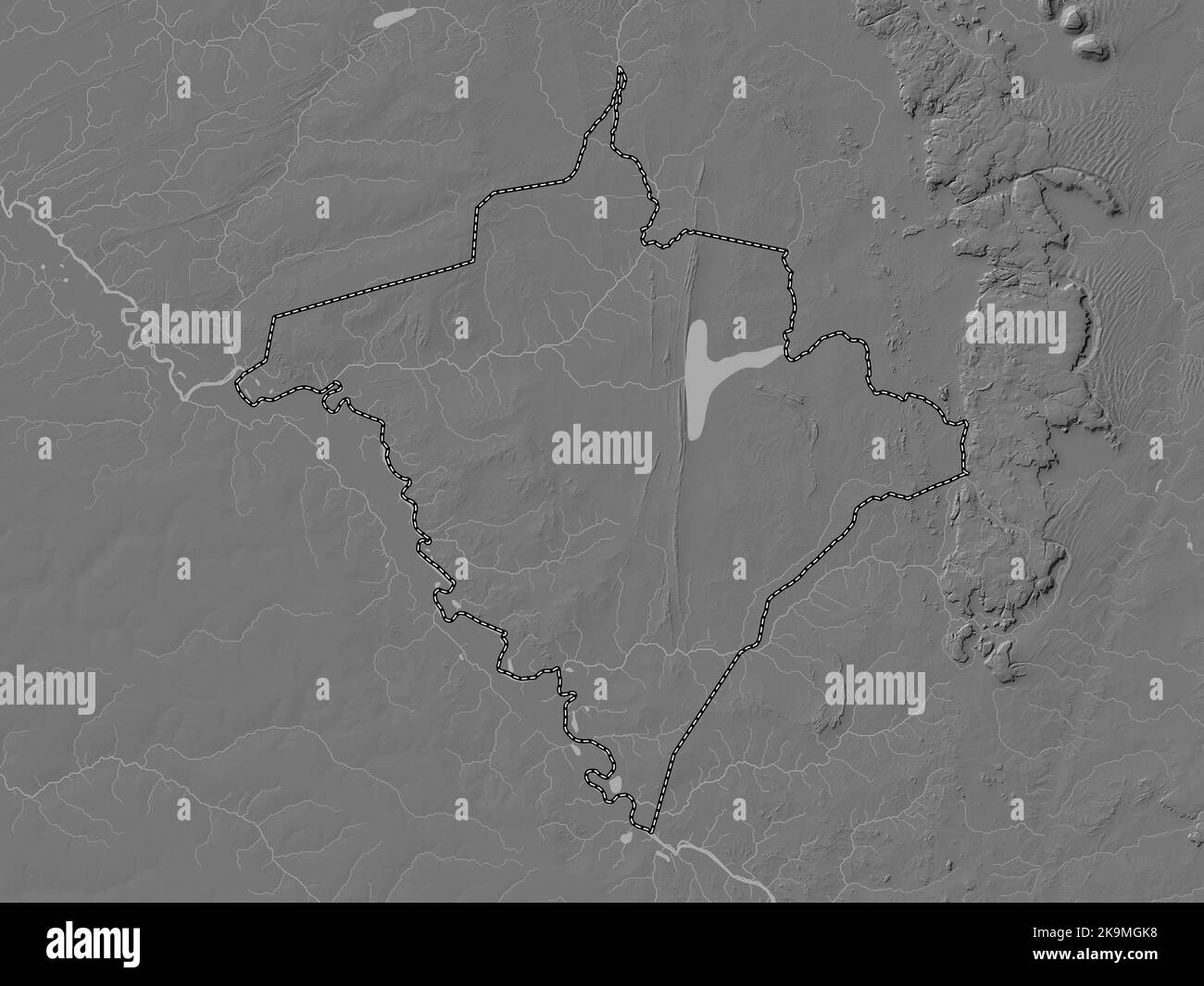 Gorgol, region of Mauritania. Bilevel elevation map with lakes and ...
