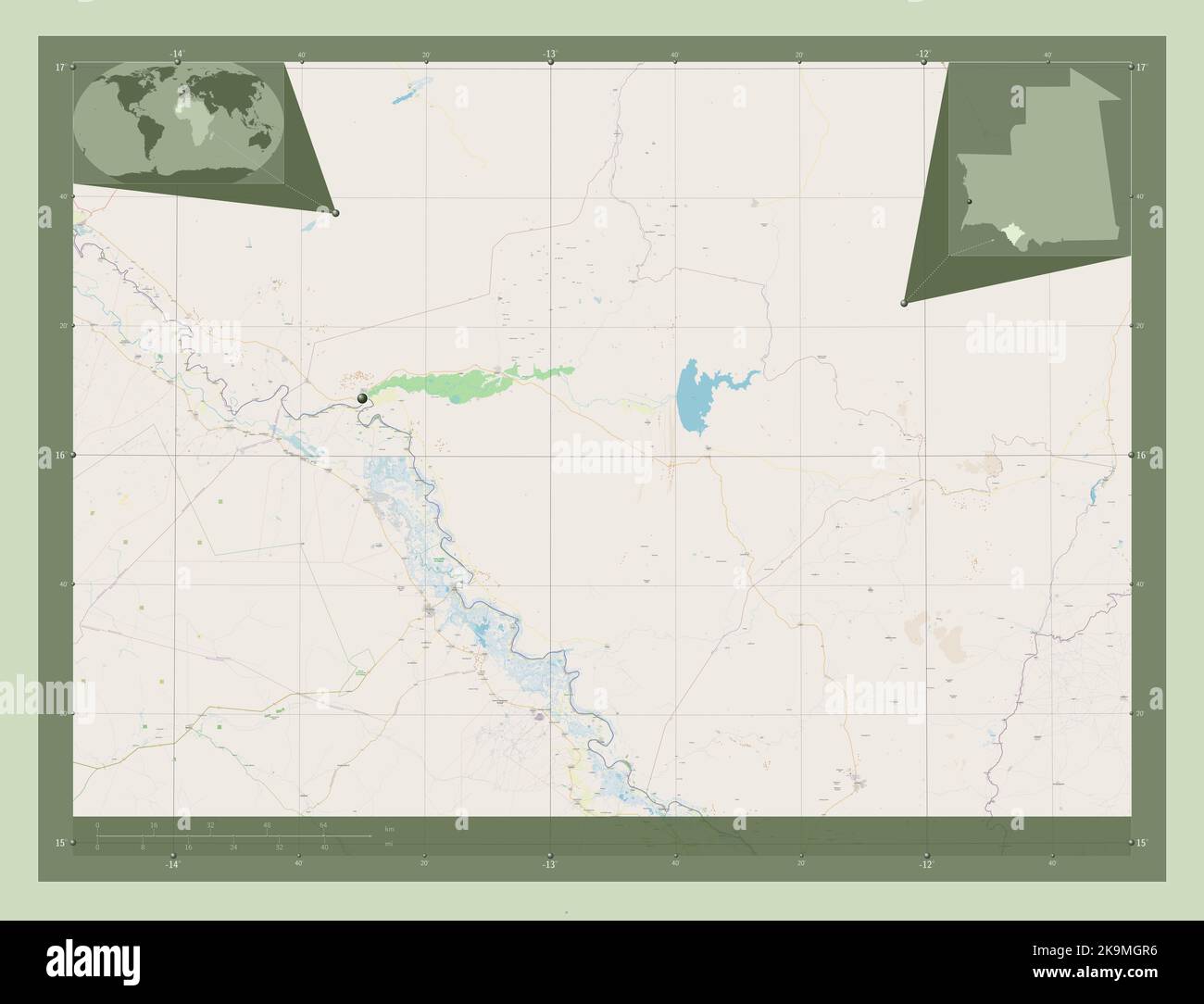 Gorgol, region of Mauritania. Open Street Map. Corner auxiliary ...