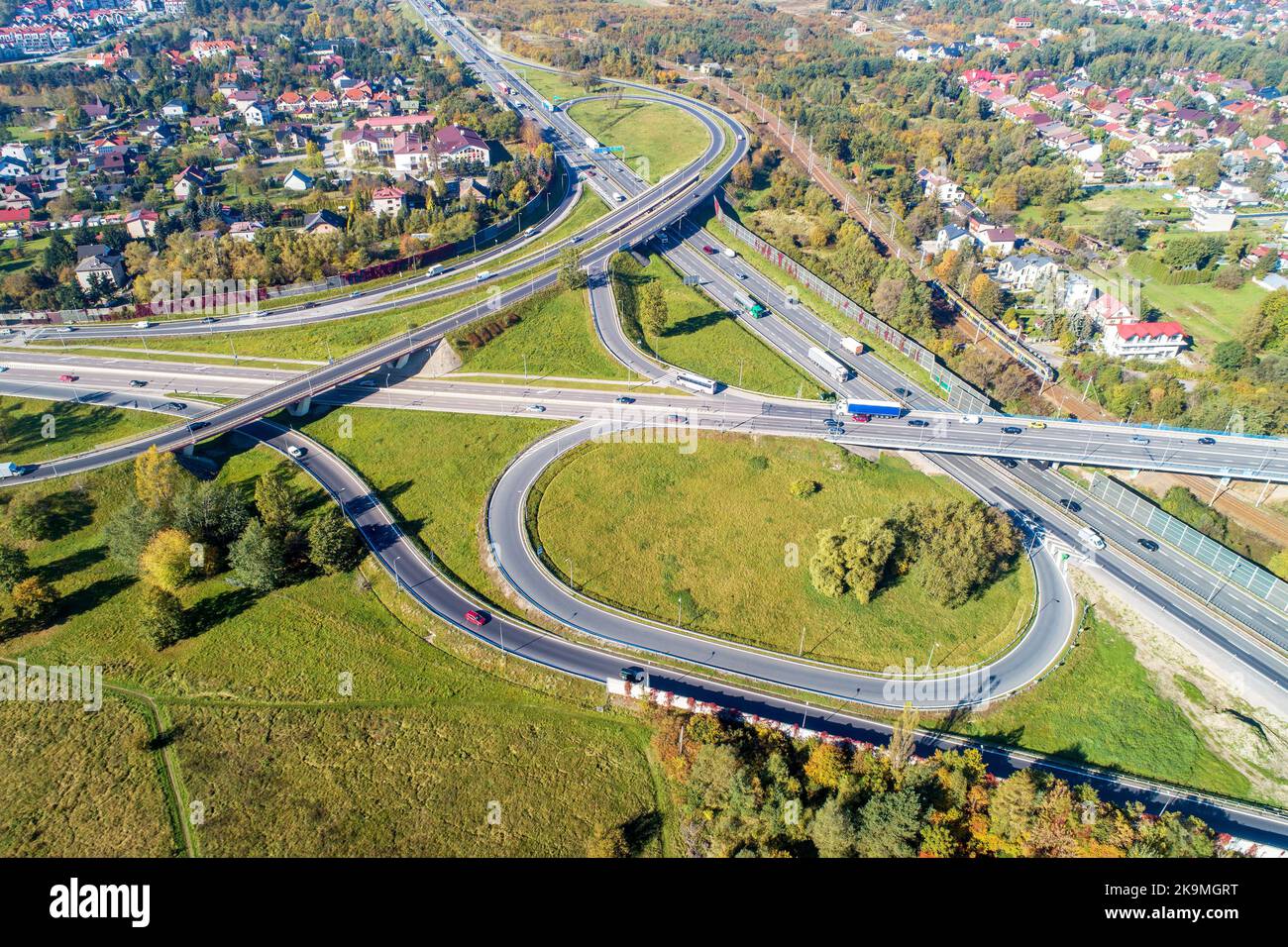 Highway multilevel crossing. Spaghetti junction on A4 international ...