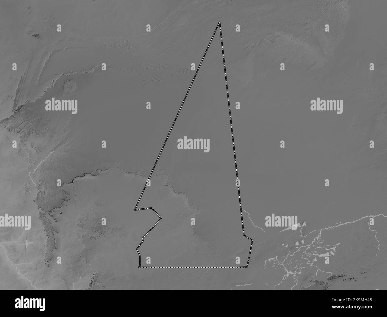 Hodh ech Chargui, region of Mauritania. Grayscale elevation map with ...