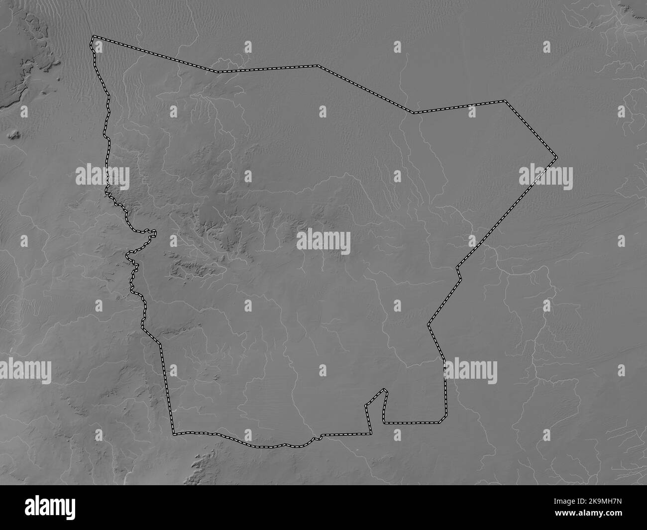 Hodh el Gharbi, region of Mauritania. Grayscale elevation map with ...
