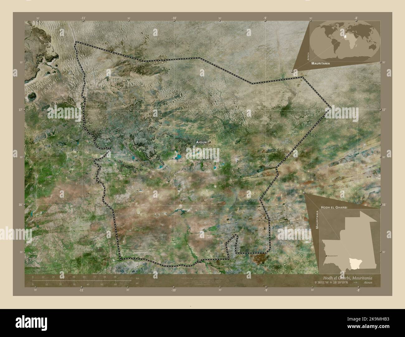 Hodh el Gharbi, region of Mauritania. High resolution satellite map ...