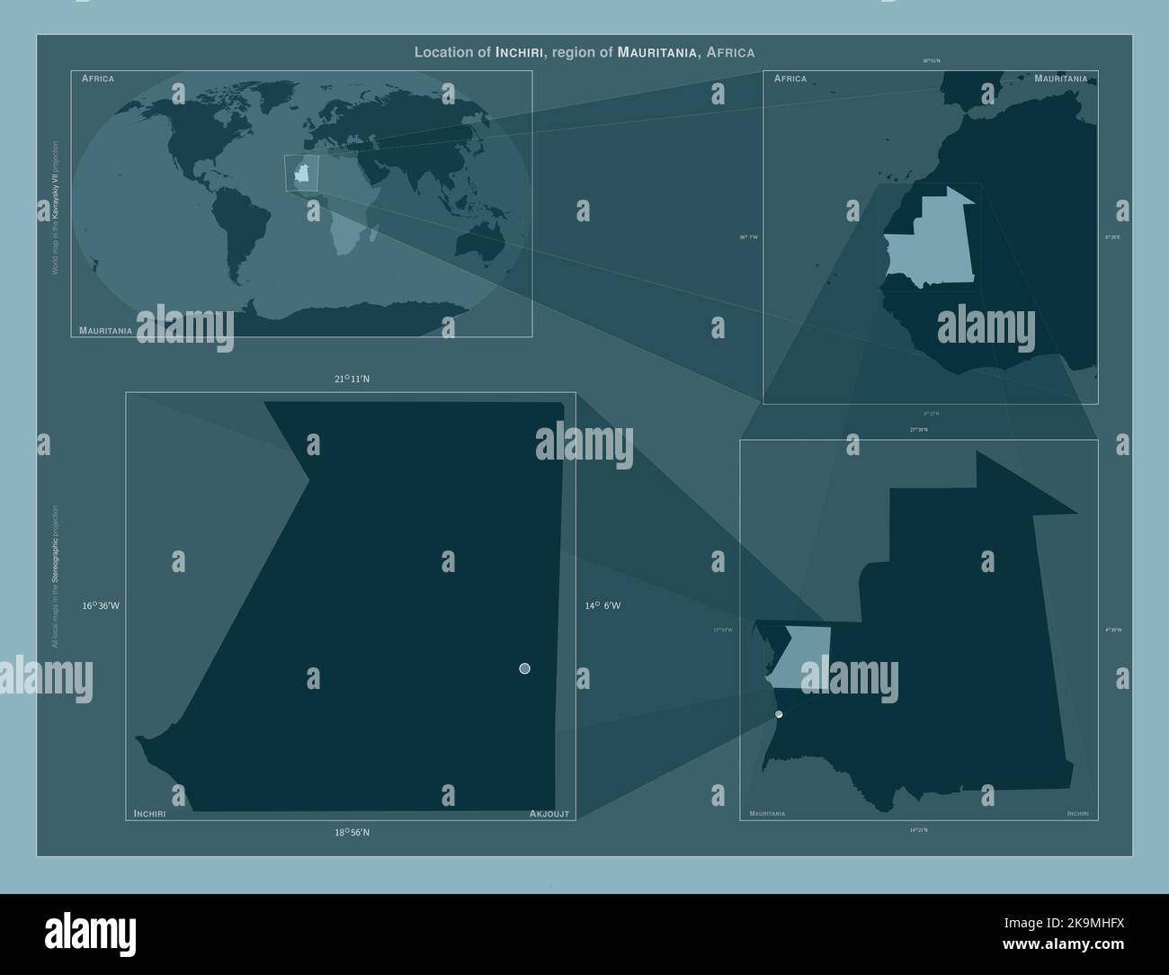 Inchiri, region of Mauritania. Diagram showing the location of the ...