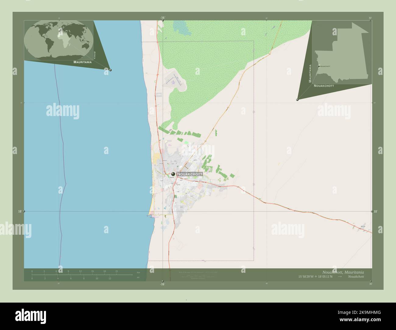 Nouakchott, district of Mauritania. Open Street Map. Locations and ...