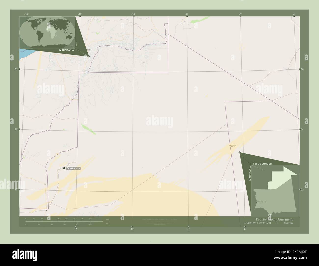 Tiris Zemmour, region of Mauritania. Open Street Map. Locations and ...
