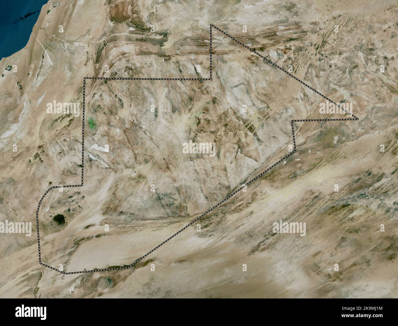 Tiris Zemmour, region of Mauritania. High resolution satellite map ...