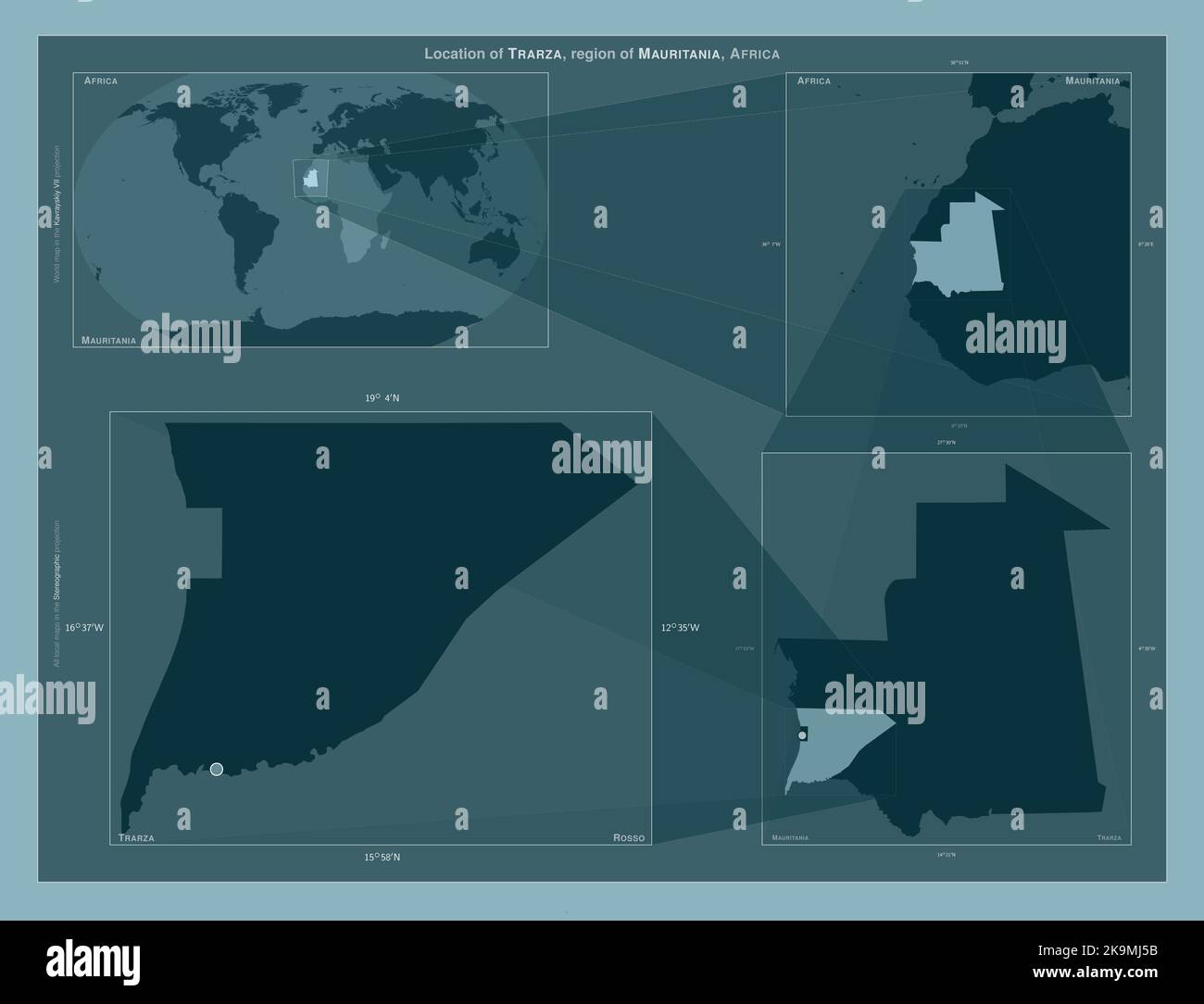 Trarza, region of Mauritania. Diagram showing the location of the ...