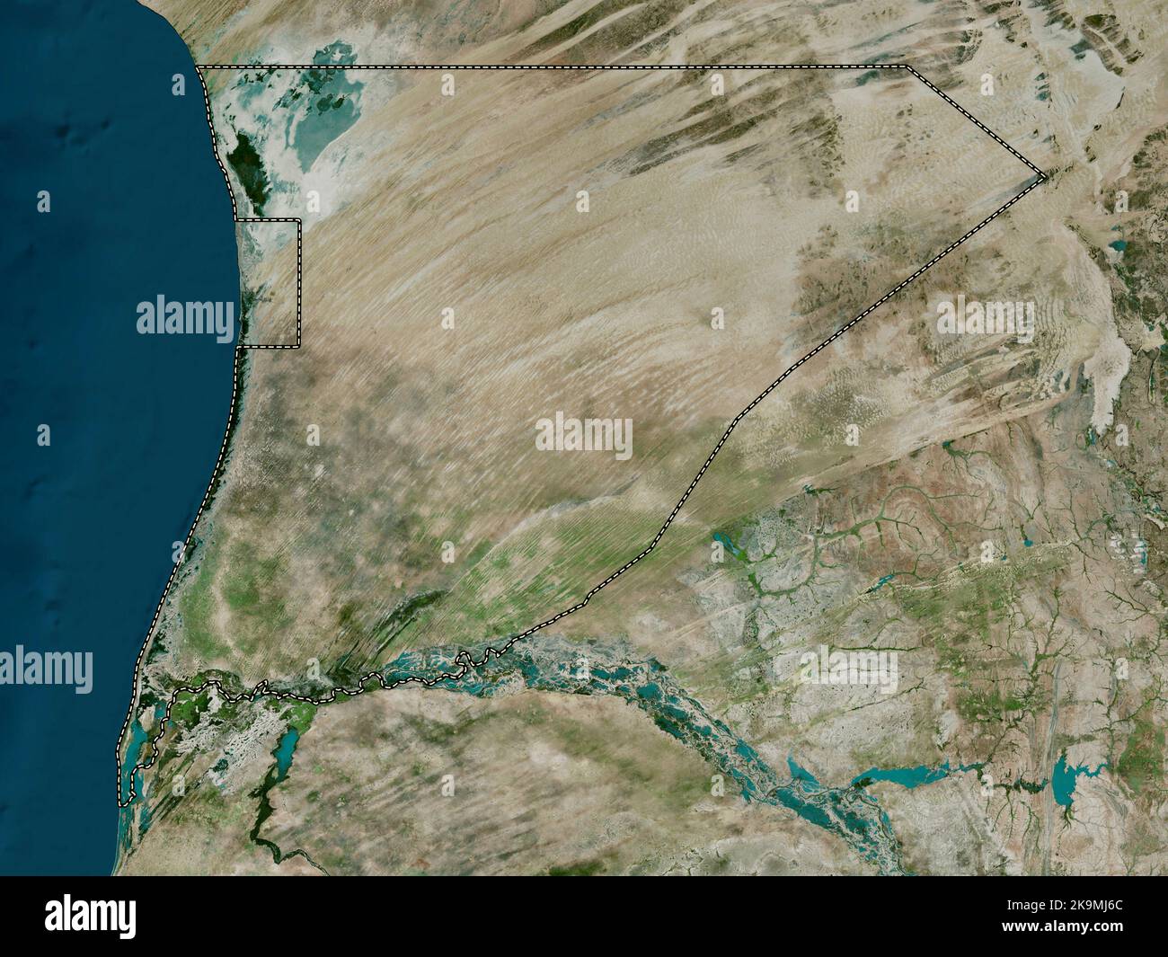 Trarza, region of Mauritania. High resolution satellite map Stock Photo ...