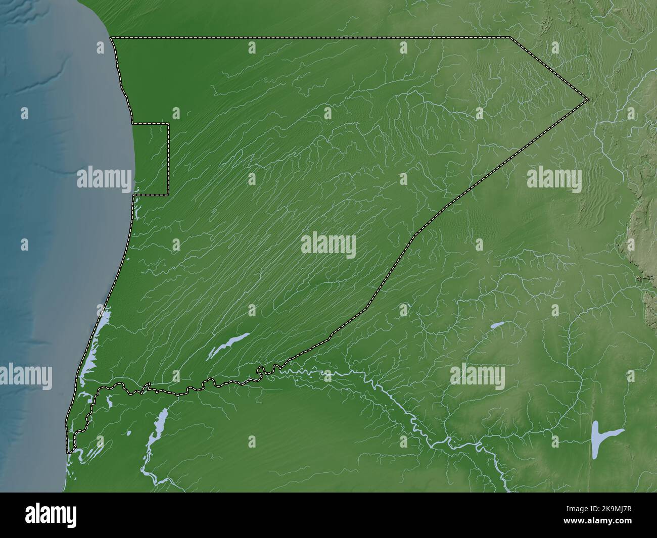 Trarza, region of Mauritania. Elevation map colored in wiki style with ...