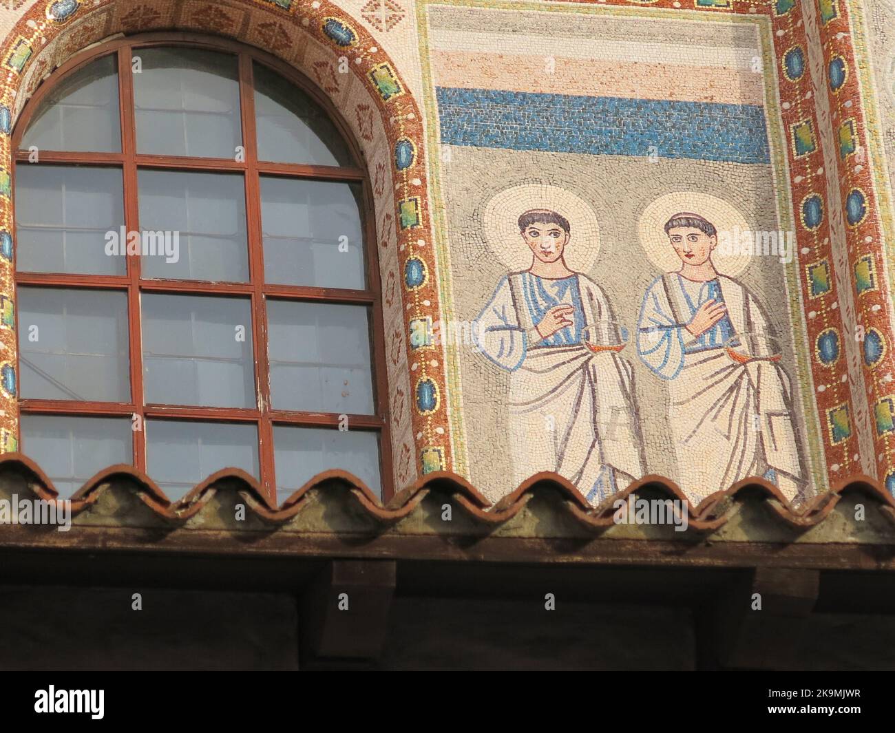 Ornate mosaic decoration on the walls of the Euphrasian Basilica in ...
