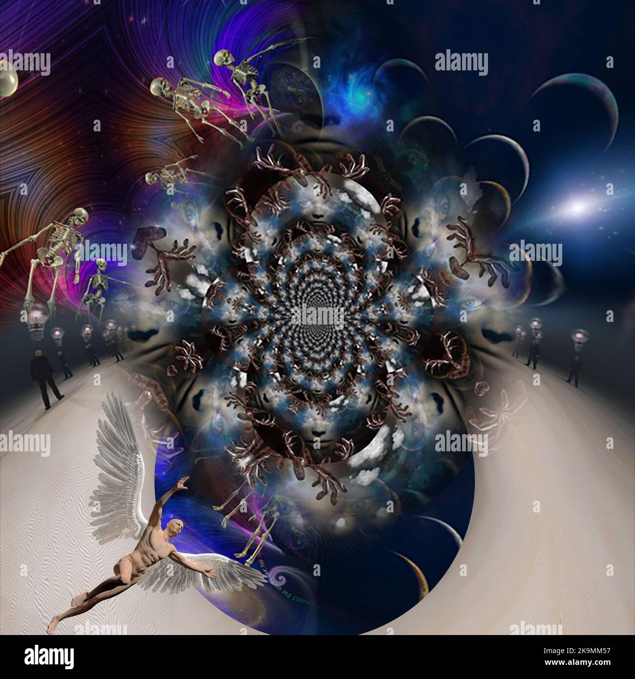 Skeleton in unreal dimensions. 3D rendering Stock Photo - Alamy