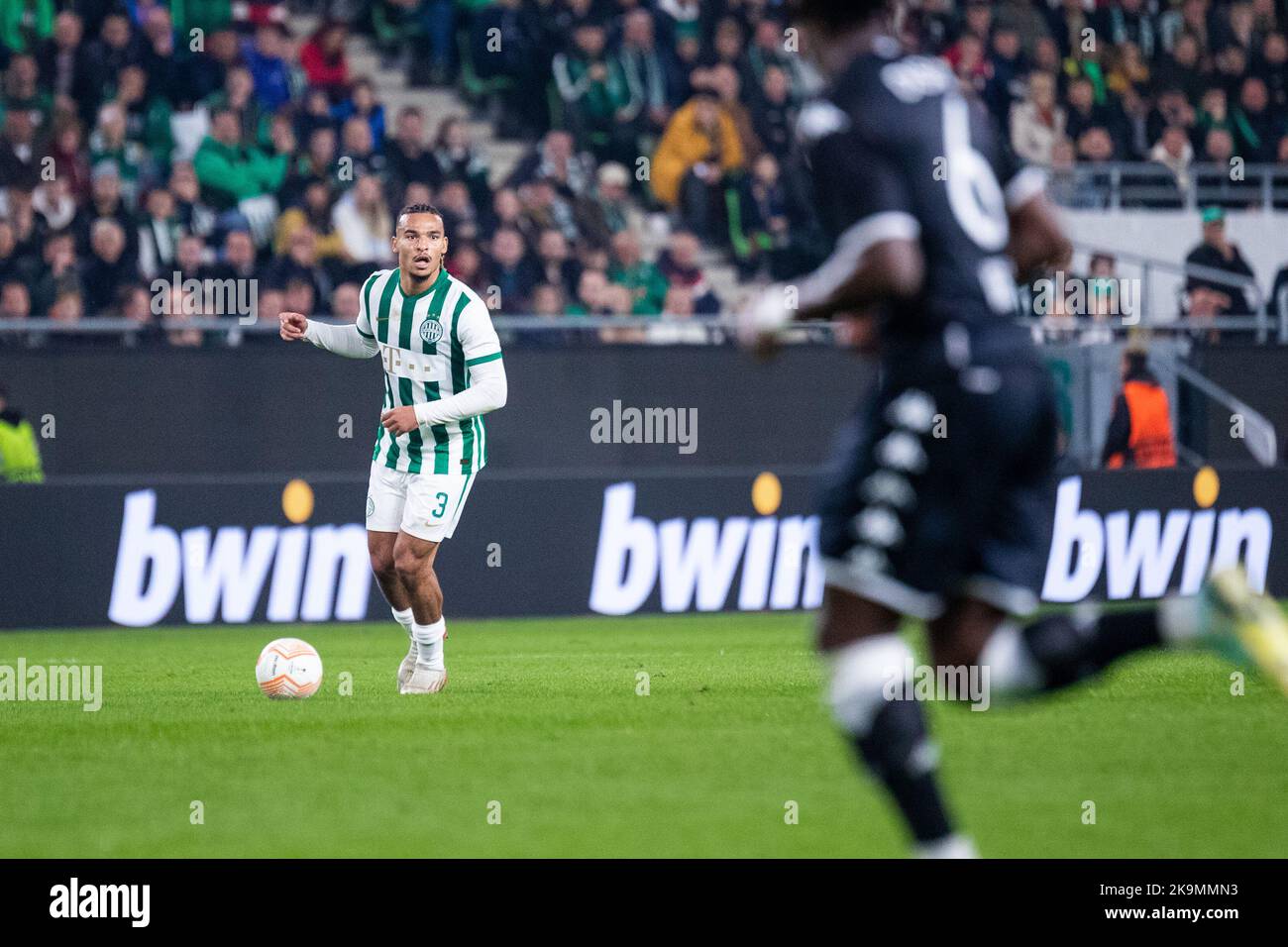Budapest, Hungary. 27h, October 2022. Samy Mmaee (3) of Ferencvaros ...