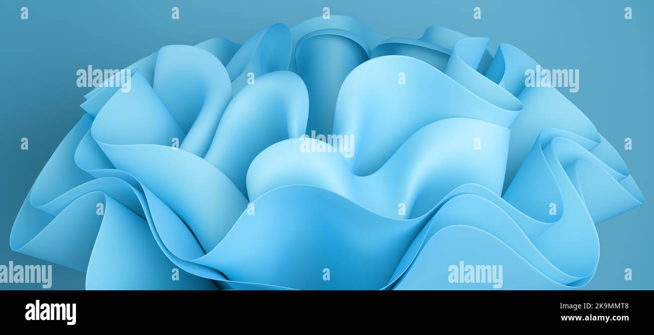 3d abstract layered background. Flower shape. Wavy textile for modern fashion design. Realistic ...