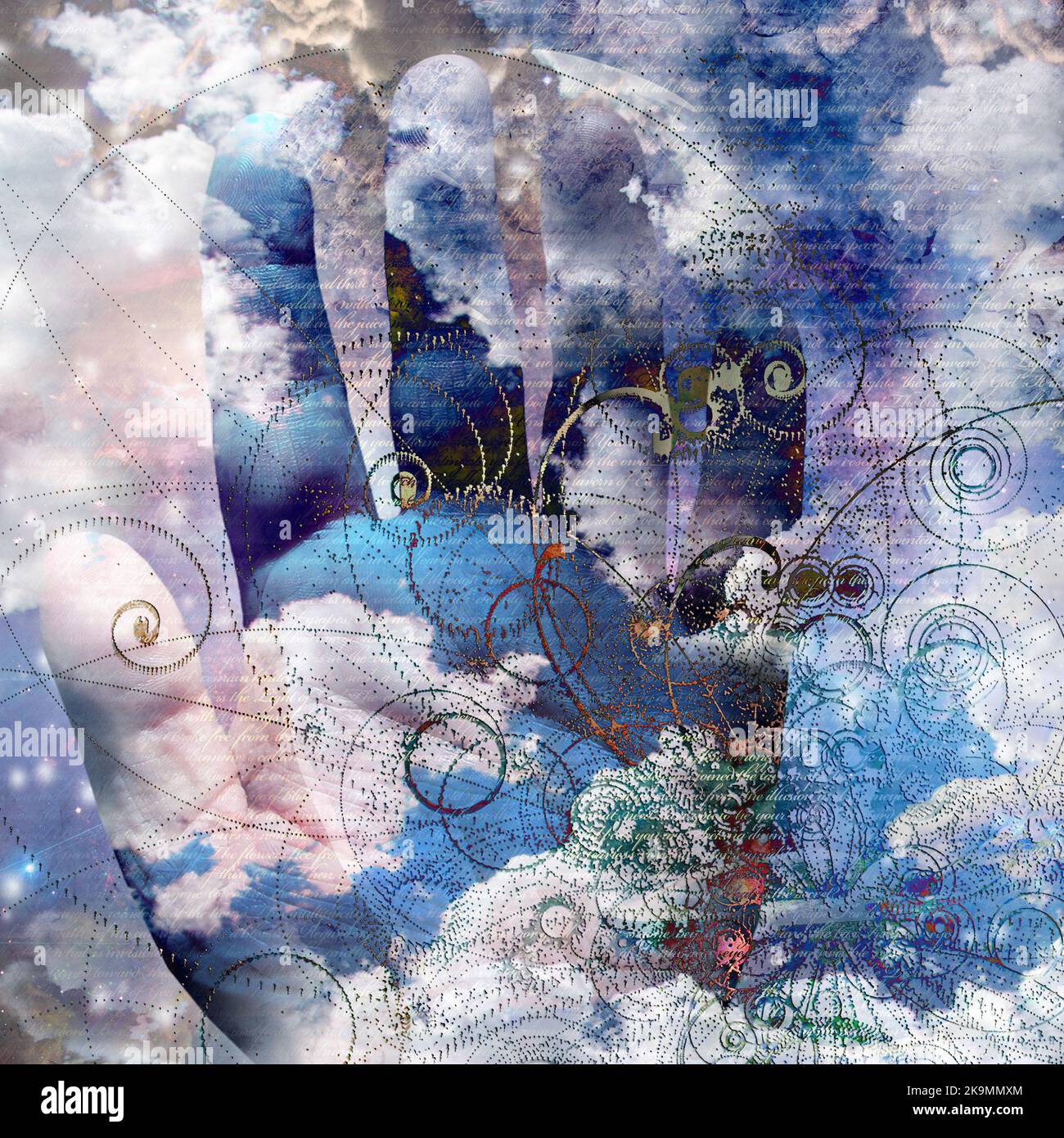 Soft emanations from human palm. 3D rendering Stock Photo - Alamy