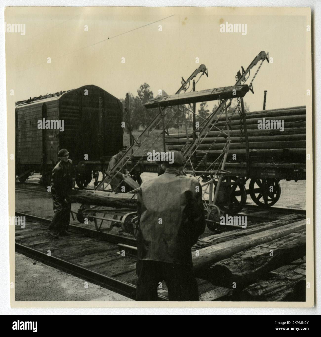 Two. The State Railways, SJ freight wagon 15113. Loading/unloading ...