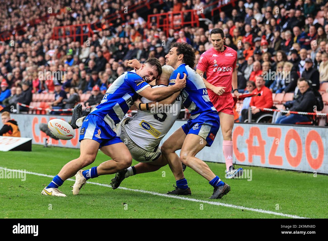 Ryan Hall of England is stopped from going over by John Mitsias of ...