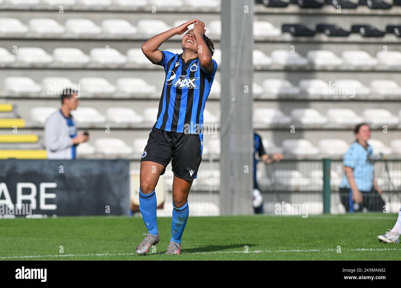 Roosa Ariyo (20) of Brugge pictured looking dejected and disappointed ...