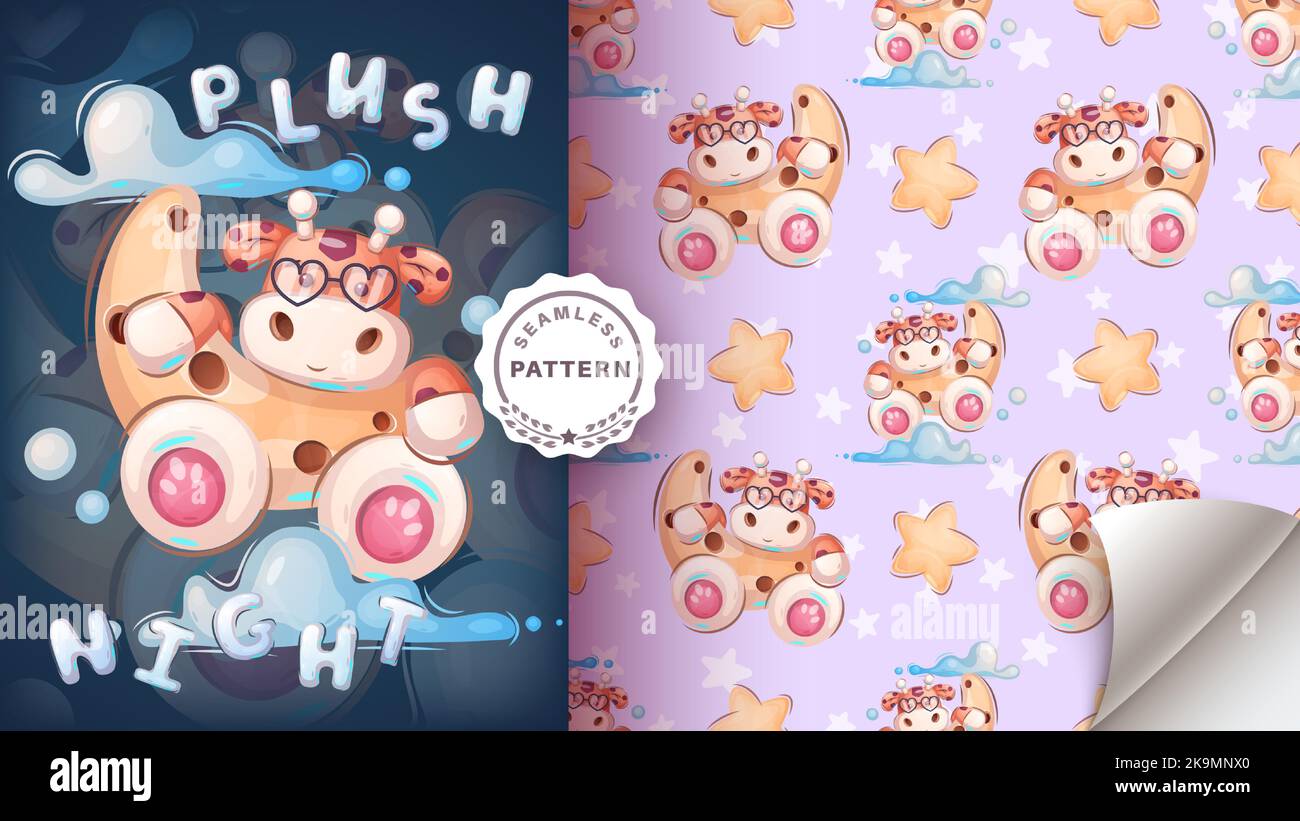 Giraffe on the moon - seamless pattern Stock Vector Image & Art - Alamy