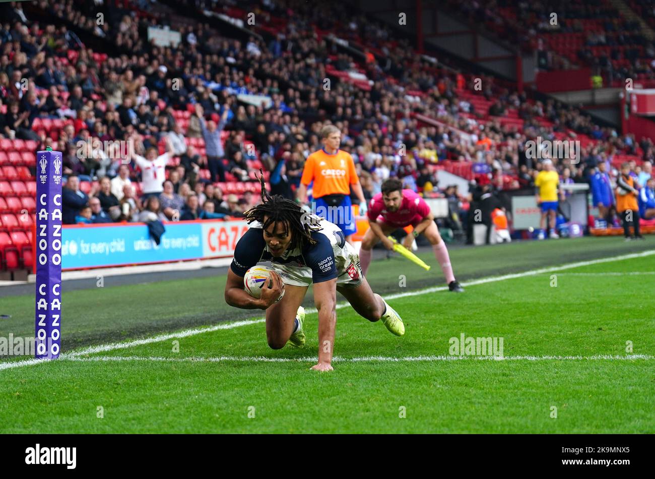 England's Dominic Young scores their side's third try of the game ...
