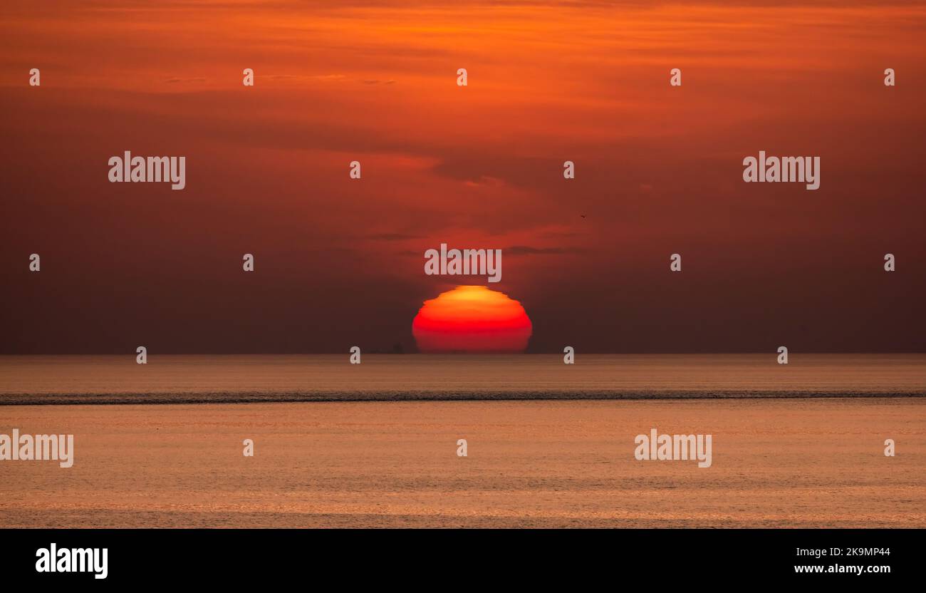 Dramatic Colorful Sunrise Sky over Alboran Sea. Abstract Red Sky with ...