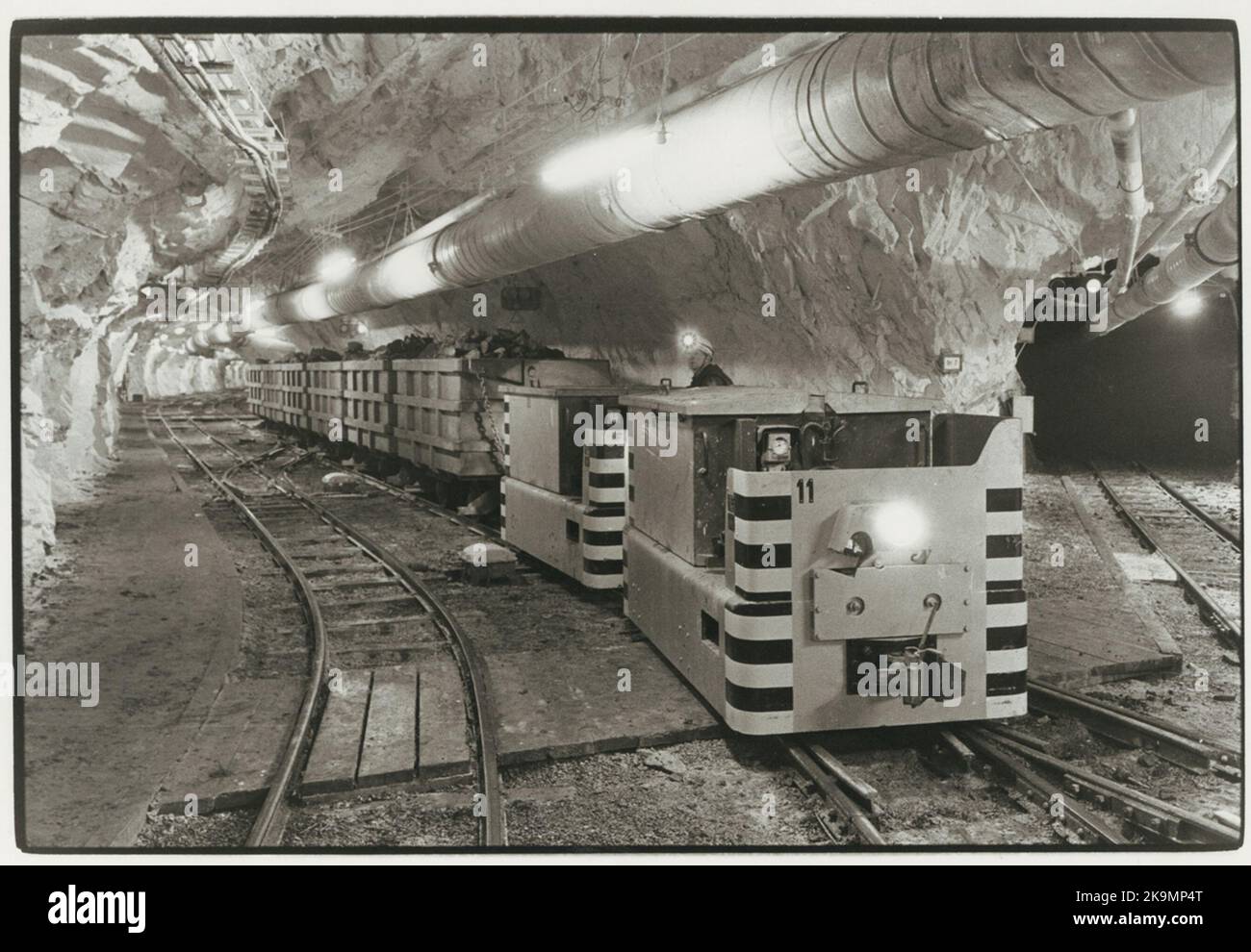 Mining with ore trains and locomotives in Stråssa Mining's towns Stock ...