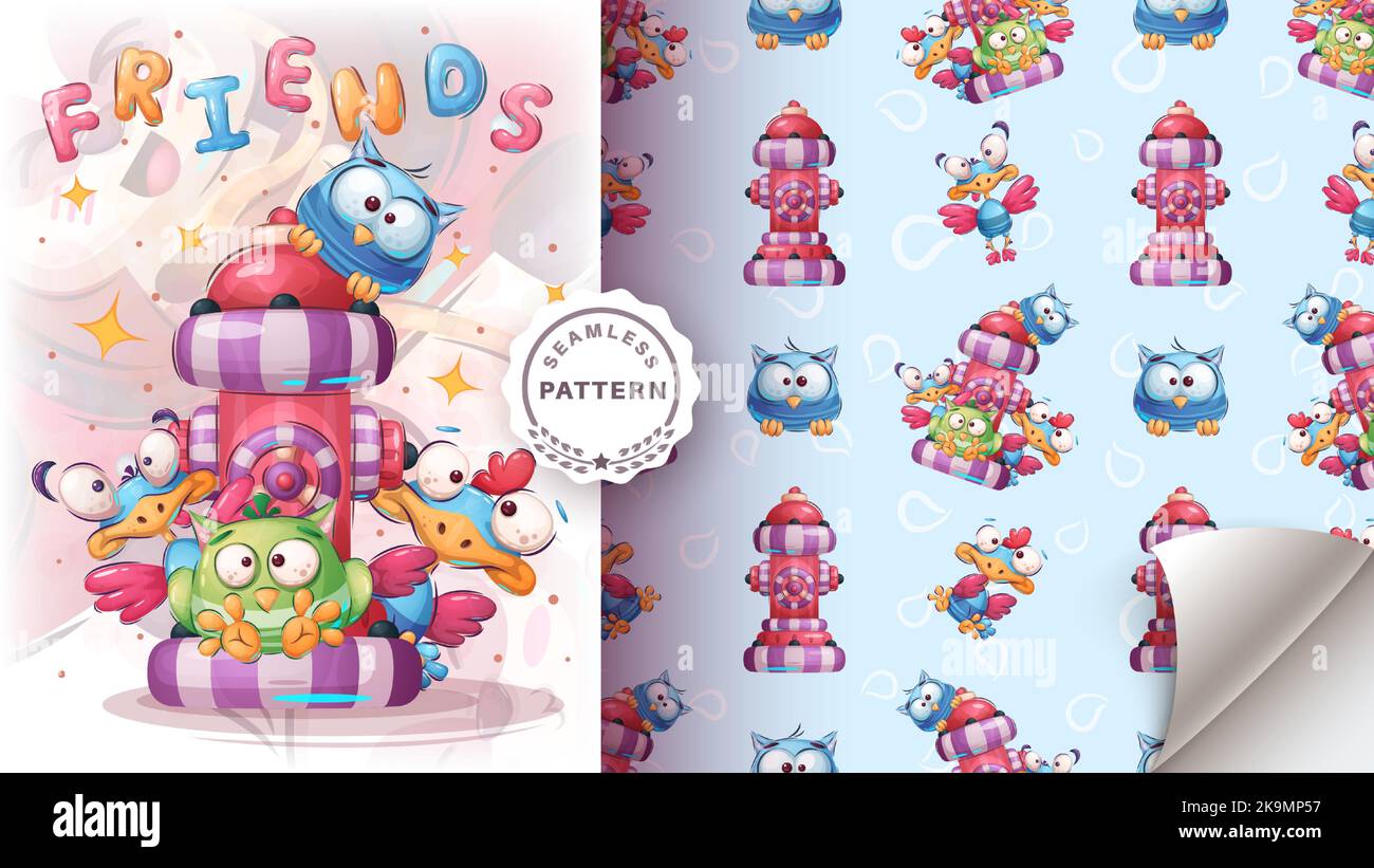 Cute friend bird - seamless pattern Stock Vector Image & Art - Alamy