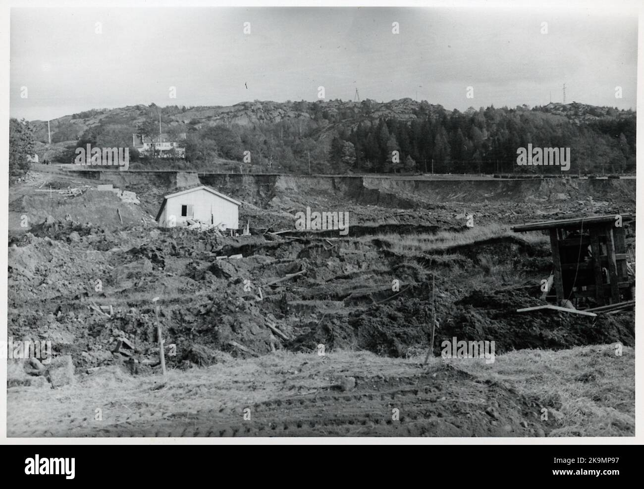 The aftermath of the landslide in Surte which occurred on September 29 ...
