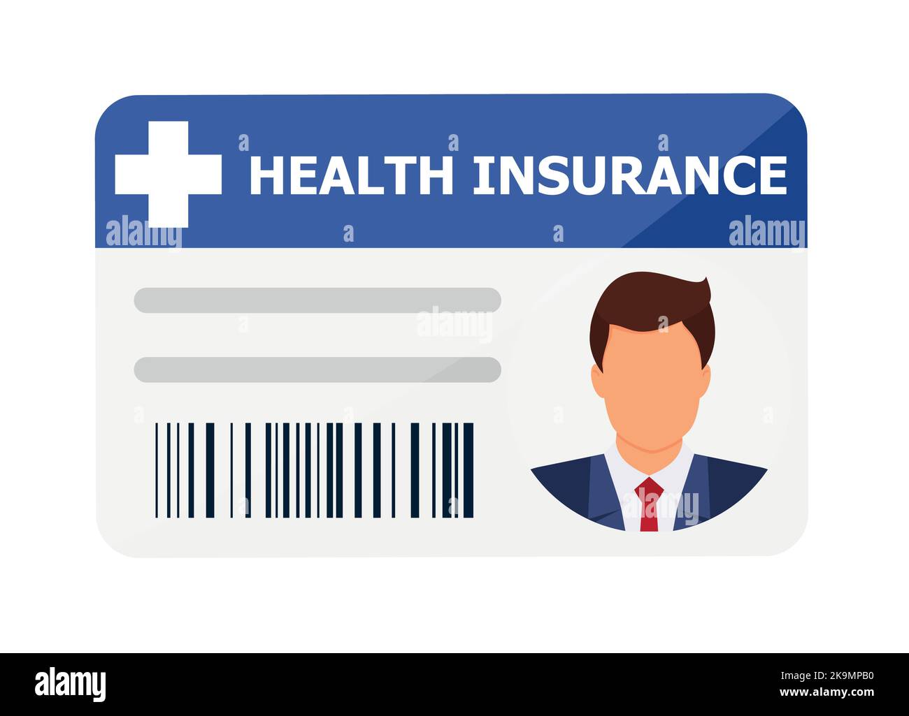 Health insurance card flat design on white background. Medical ...