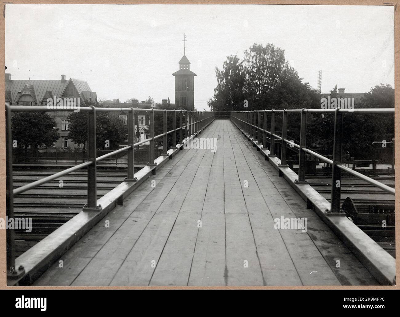 Walking bridge over yard in Krylbo Stock Photo - Alamy