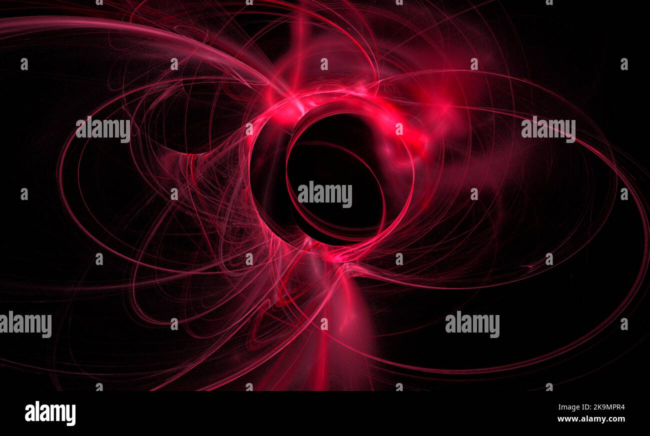 space fantasy illustration of red planetary system on dark space ...