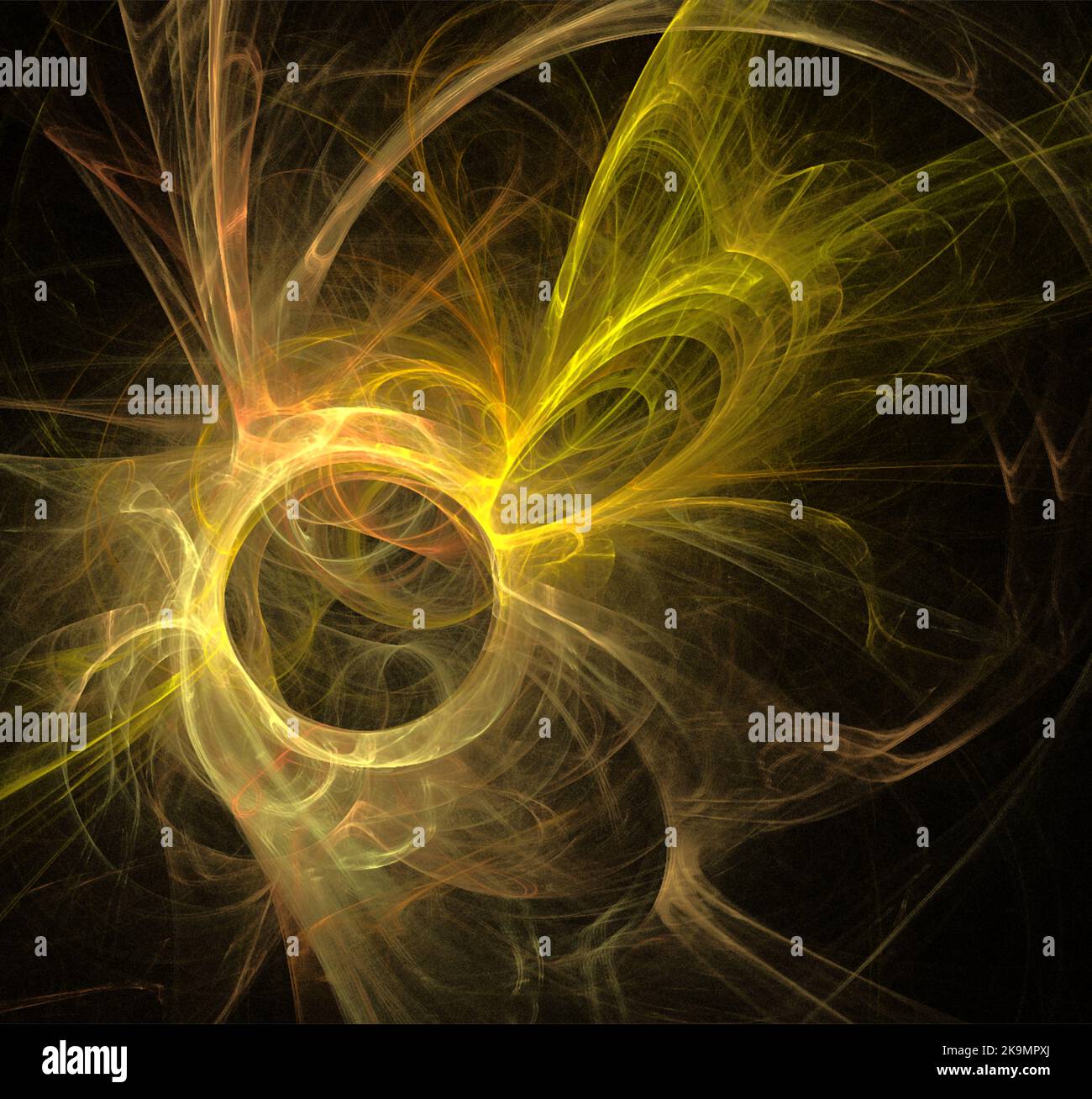 illustration of yellow space planet star system, color graphics ...