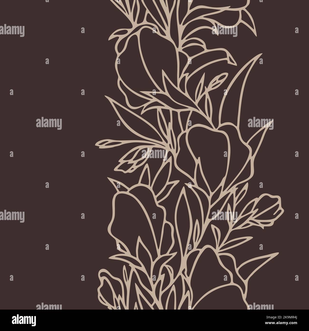 beige graphic pattern on brown background, seamless pattern border ...