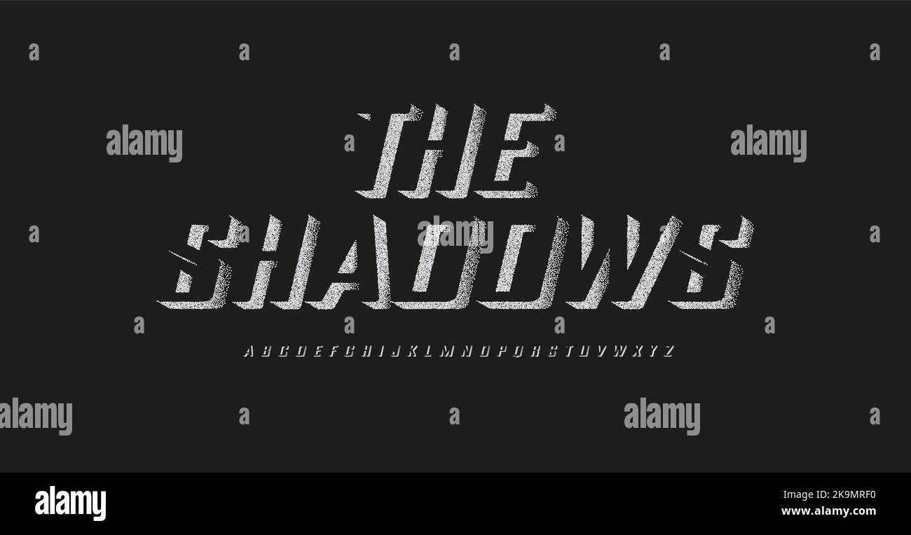 3D shadows font, volume letters, halftone dots alphabet. Creative high ...