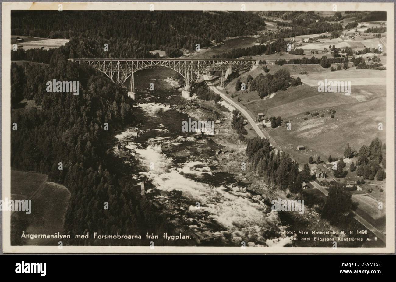 Aerial photo across the Forsmobron over the Ångerman River Stock Photo ...