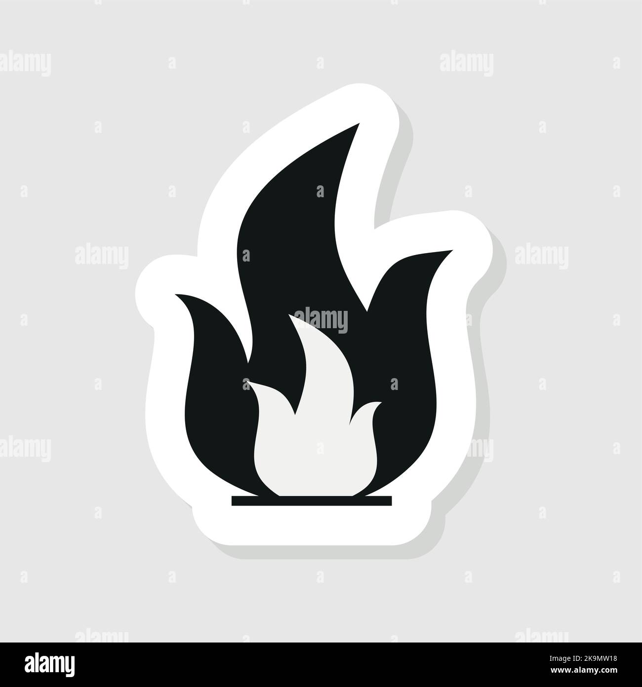 Fire, sticker isolated on white background. Cute vector flat ...