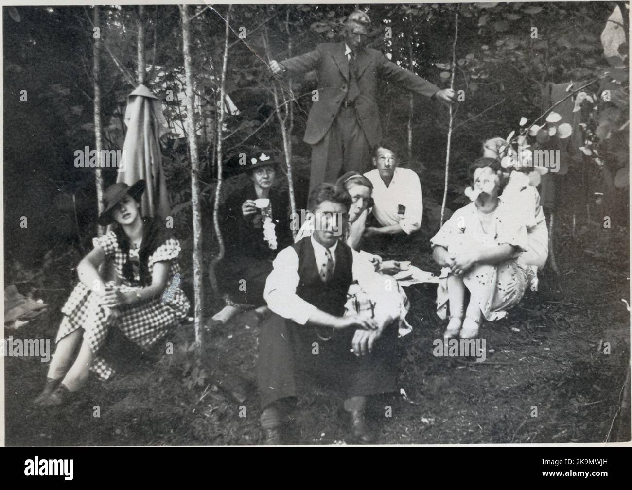 Coffee in the green grass. Sitting from left Ingeborg and Tekla with a ...