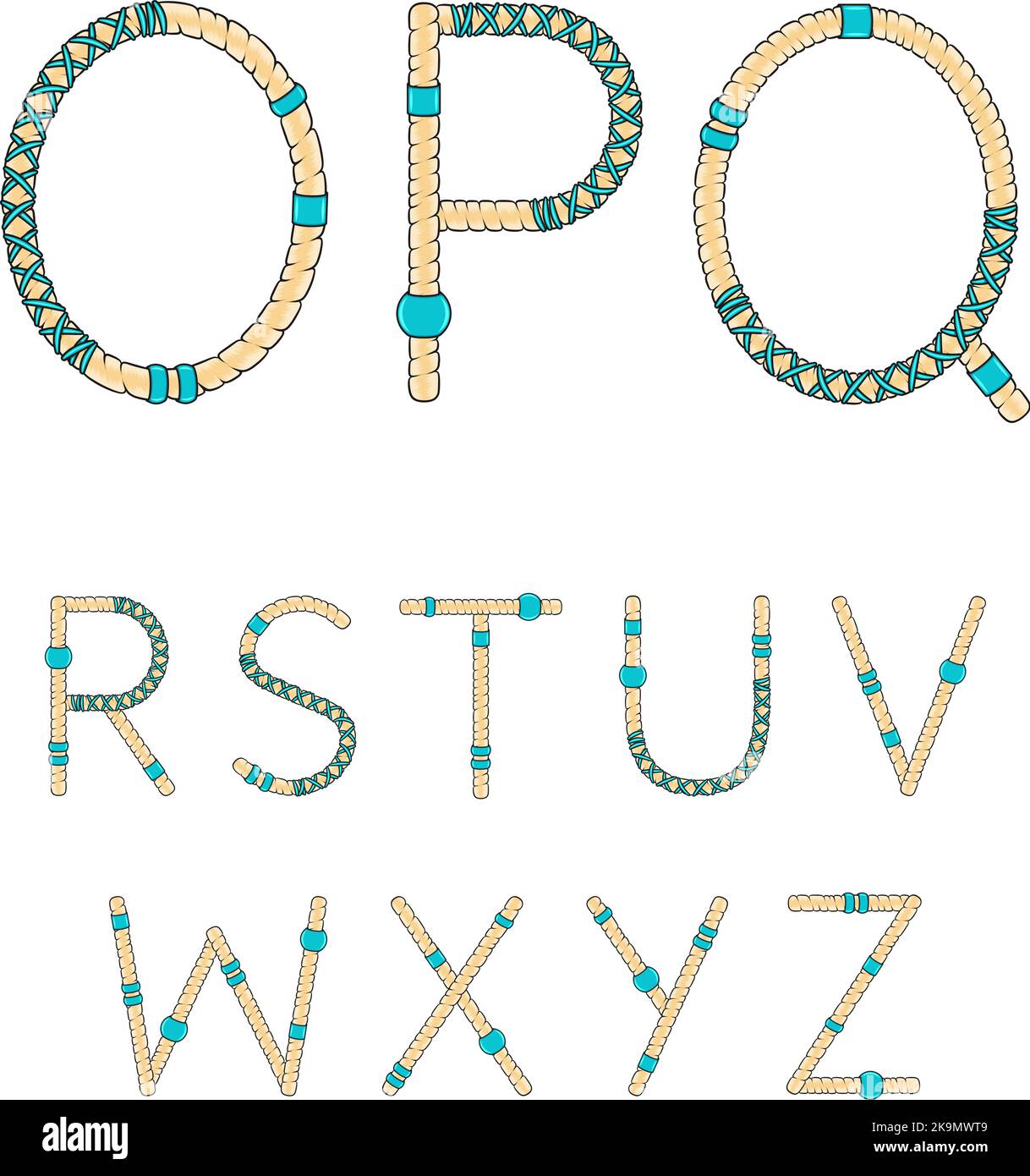 Font, alphabet, letters from dreadlocks from O to Z. Isolated vector ...